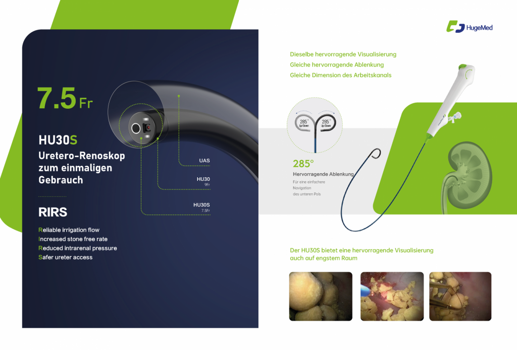 HugeMed HU30S 7.5 Fr.: Präzises Einmal-Ureterorenoskop (fURS)